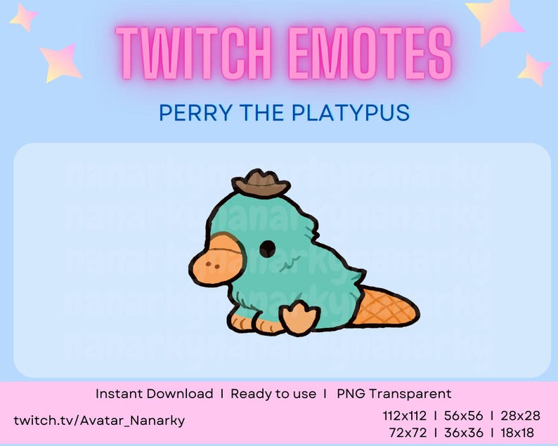 Perry the Platypus Twitch Emote | Kawaii Chibi Style Emote for ...