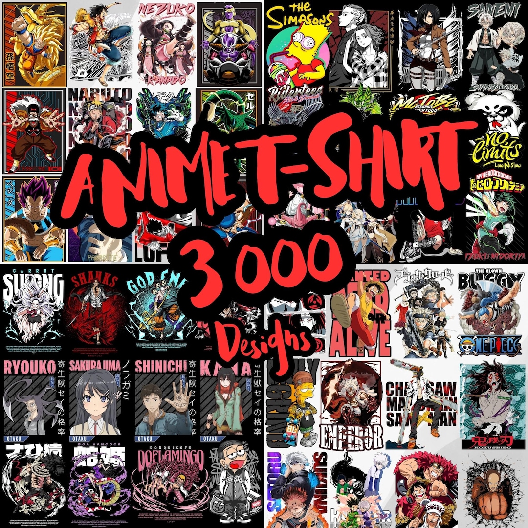 3000 Anime Bundle Designs With CLEAR Background, Perfect for Print on ...