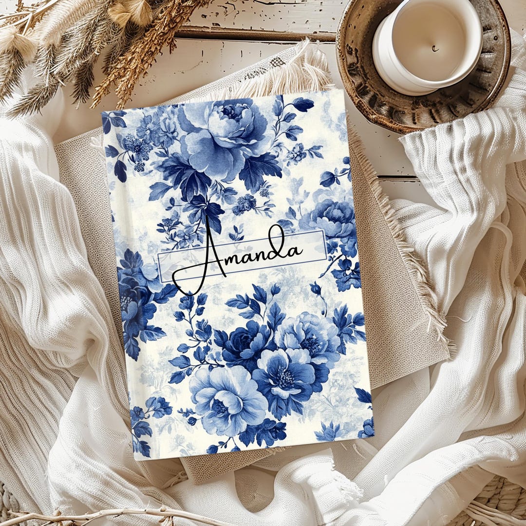 Customized Elegant French Toile Floral Diary, Cottage-core Personalized ...