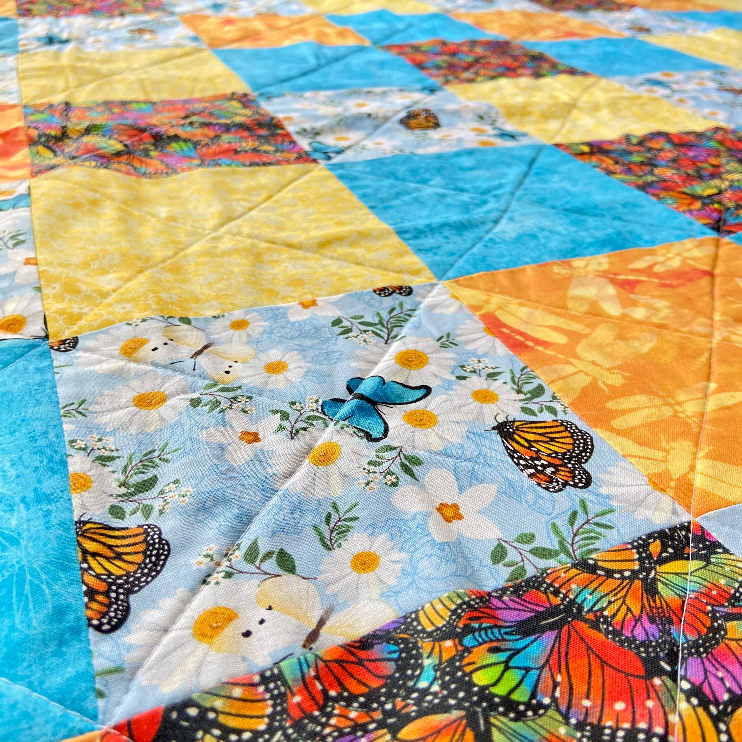 Pre-cut Butterfly Quilt Kit for Beginners – Colorful Floral Throw Size ...