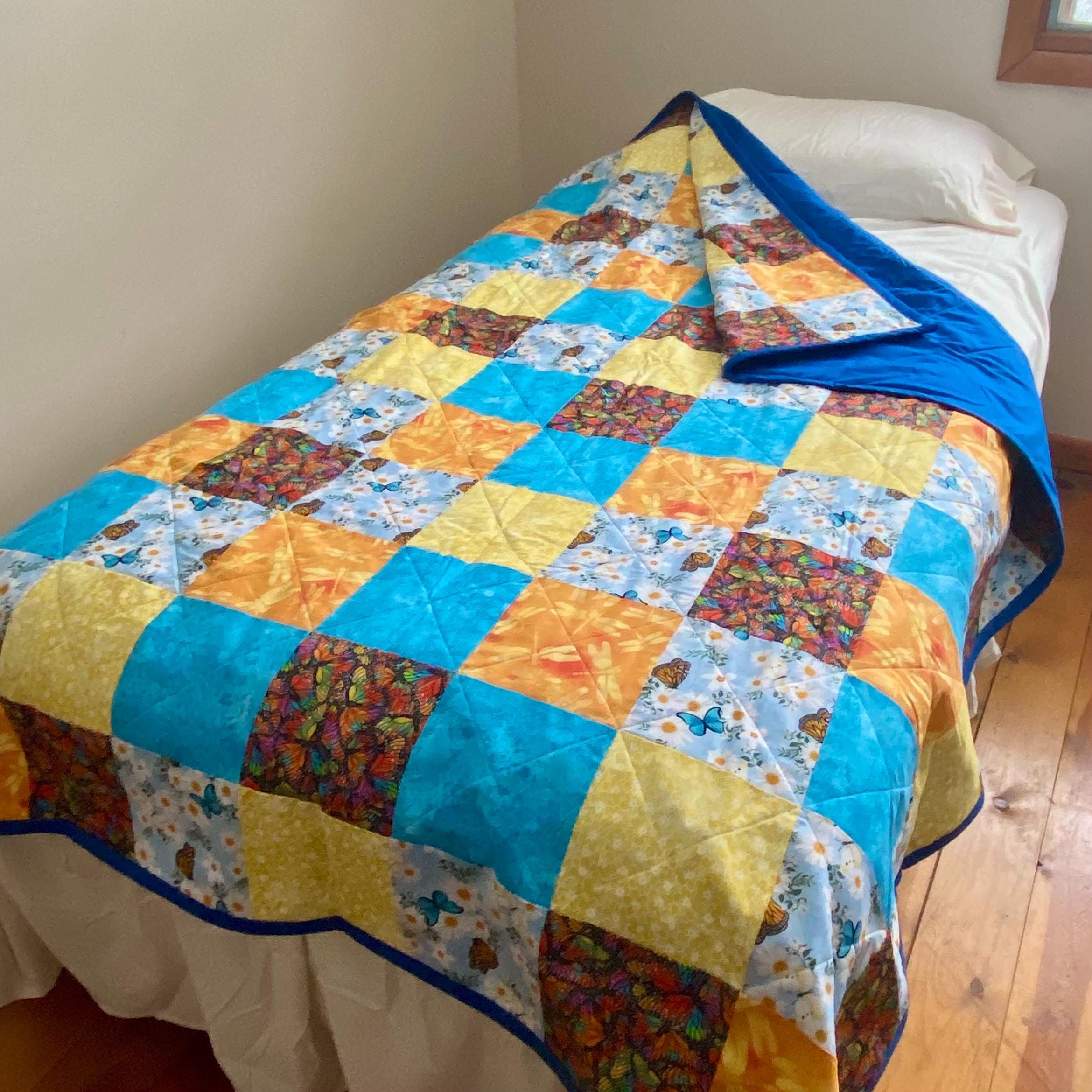 Pre-cut Butterfly Quilt Kit for Beginners – Colorful Floral Throw Size ...