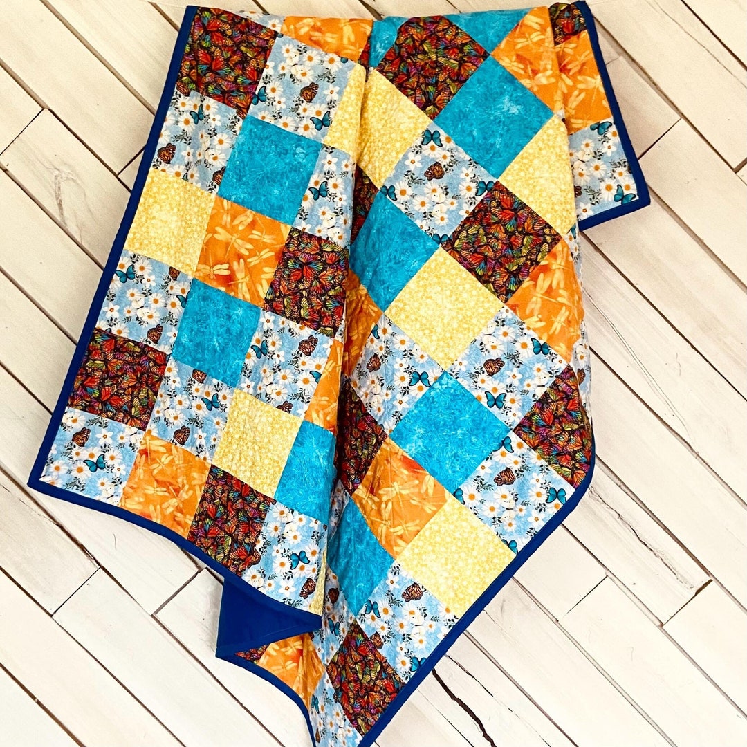 Pre-cut Butterfly Quilt Kit for Beginners – Colorful Floral Throw Size ...