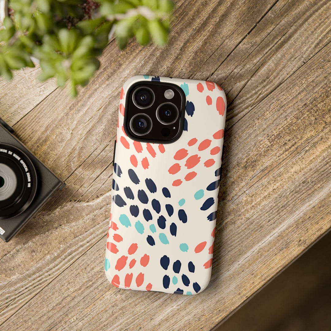 Phone Case, Bold Polka Dots Design in Blue and Pink - Tough Cases for ...