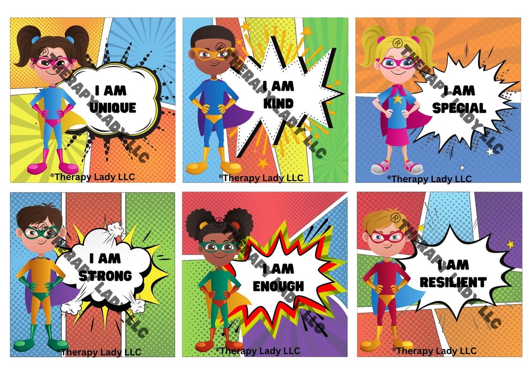 Comic Strip Kids' Positive Affirmations Card Set, Mental Health ...