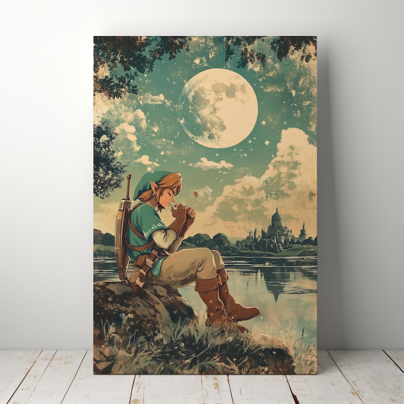 Zelda Gamer Poster | Link Art Print, Boys Bedroom Decor (digital ...
