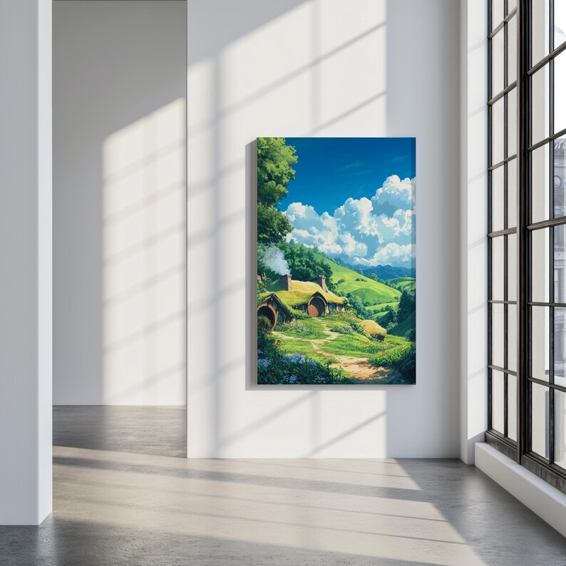 Hobbiton Print, Lord of the Rings Art, Shire Landscape (digital ...