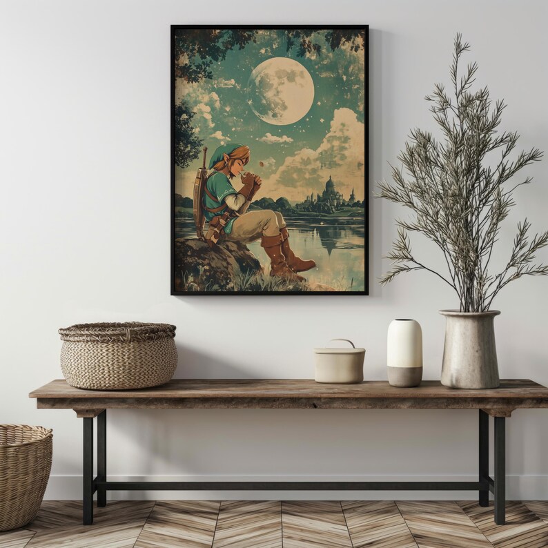 Zelda Gamer Poster | Link Art Print, Boys Bedroom Decor (digital ...