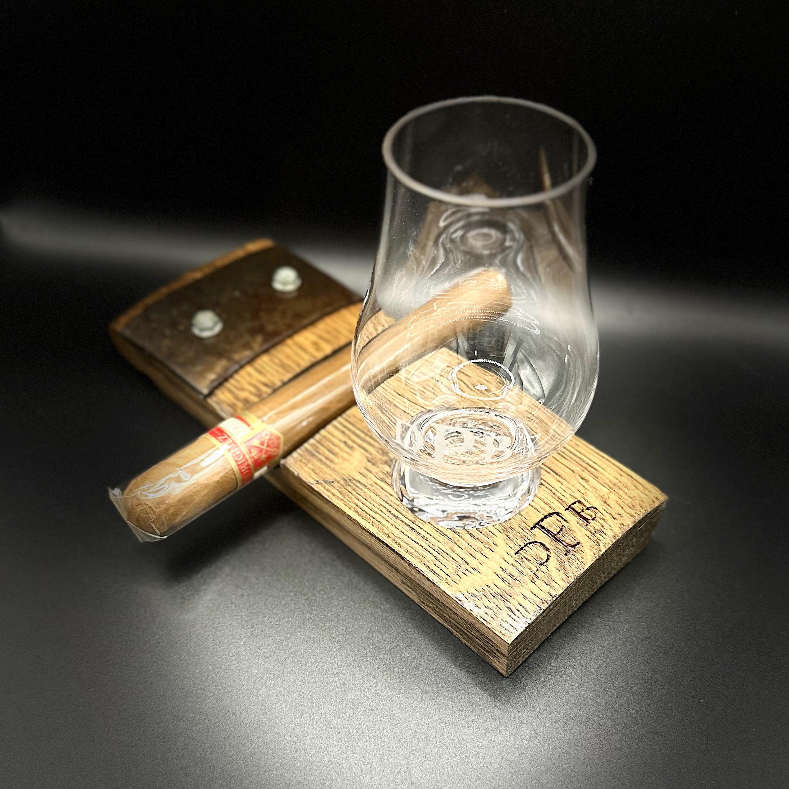 Personalized Reclaimed Whiskey Stave & Glencairn Glass Set - Etsy