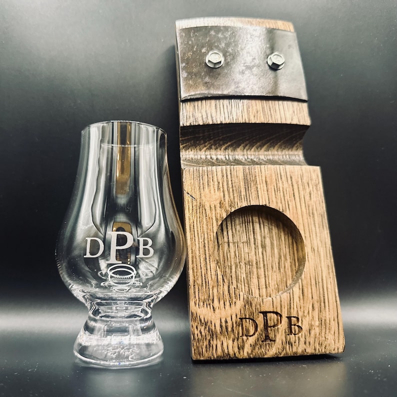 Personalized Reclaimed Whiskey Stave & Glencairn Glass Set - Etsy