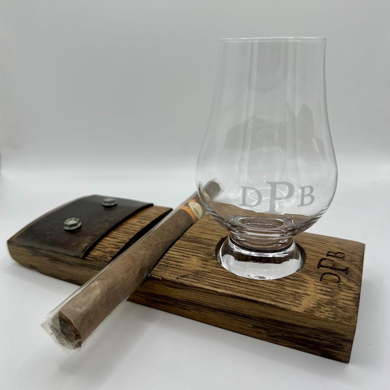 Personalized Reclaimed Whiskey Stave & Glencairn Glass Set - Etsy