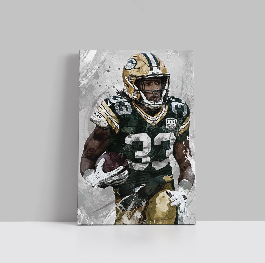 Aaron Jones Poster Green Bay Packers Print Football Gift for Him Wall ...