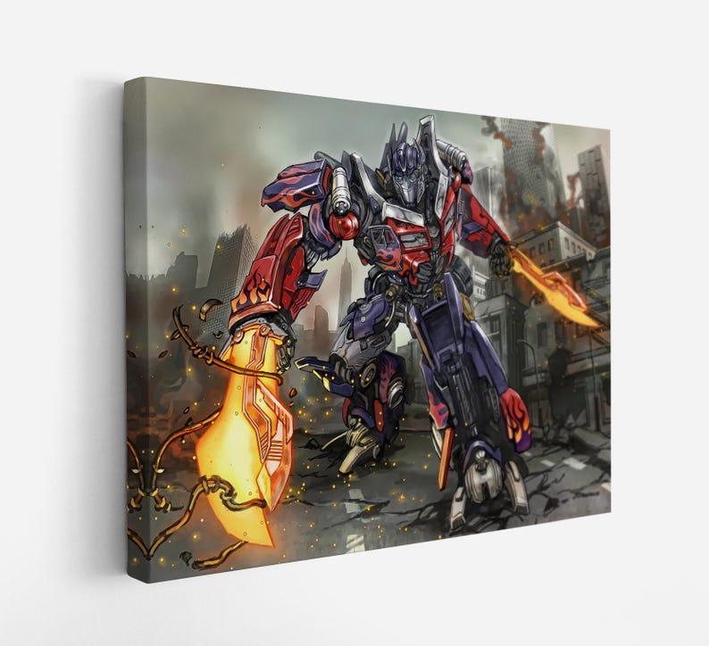 999 Optimus Prime Transformers Movie Superhero Canvas Wall Art Man Cave Gift Framed Canvas Print ...