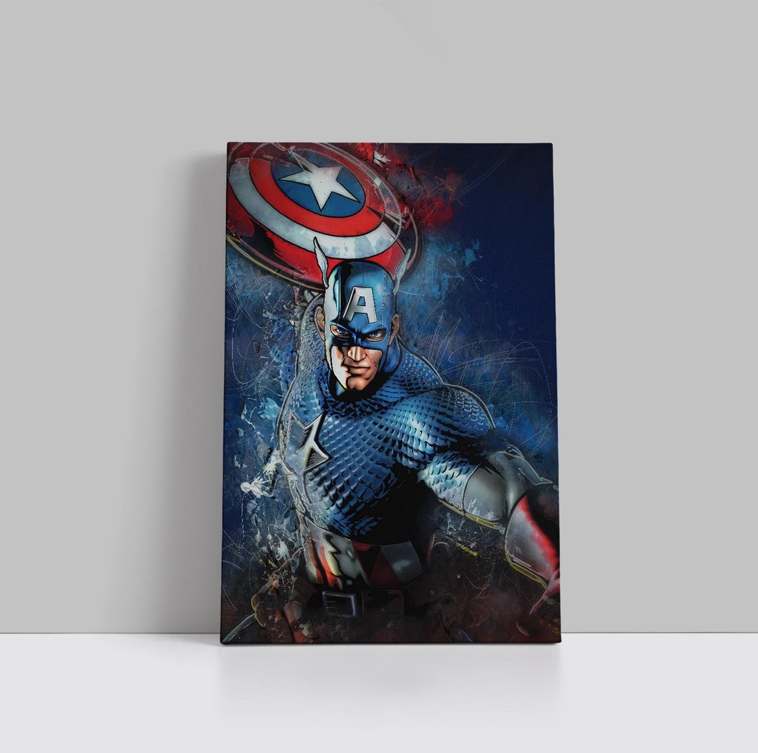 999 Captain America Poster Marvel Comics Superhero Movie Canvas Wall Art Man Cave Gift Framed ...