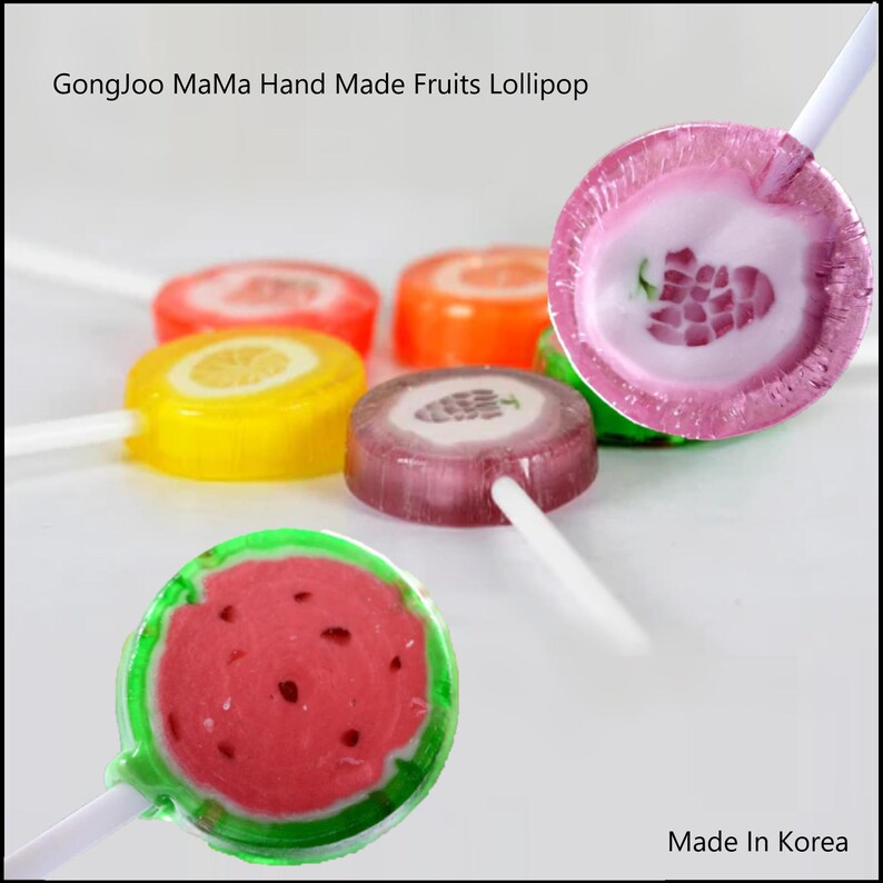 Korean Sugar Honeycomb Toffee Fruit Symbol Hand Made Lollipop 7 Sets ...