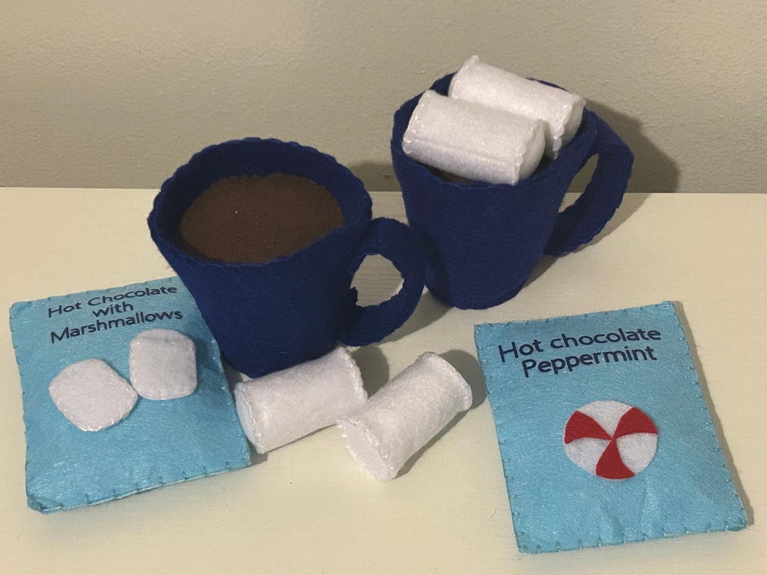 Felt Hot Chocolate Mugs and Hot Chocolate Packets, Pretend Play Toys - Etsy