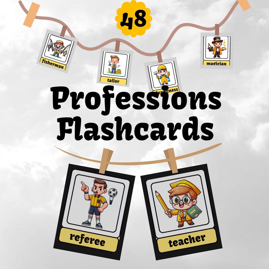 48 Professions Flashcards, Early Learning (digital Download) - Etsy