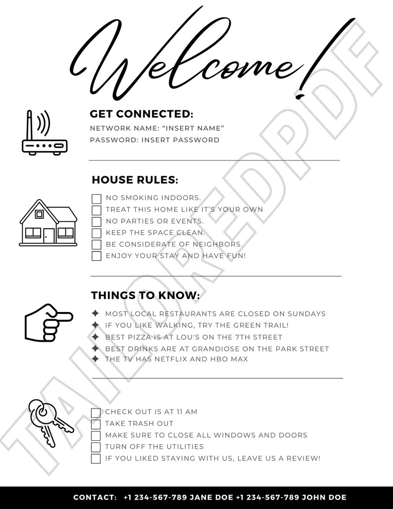 Airbnb Rental Welcome & Rules - Etsy