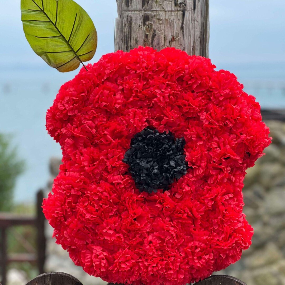 POPPY REMEMBERANCE DAY Funeral Memorial Tribute Artificial Flowers Silk ...