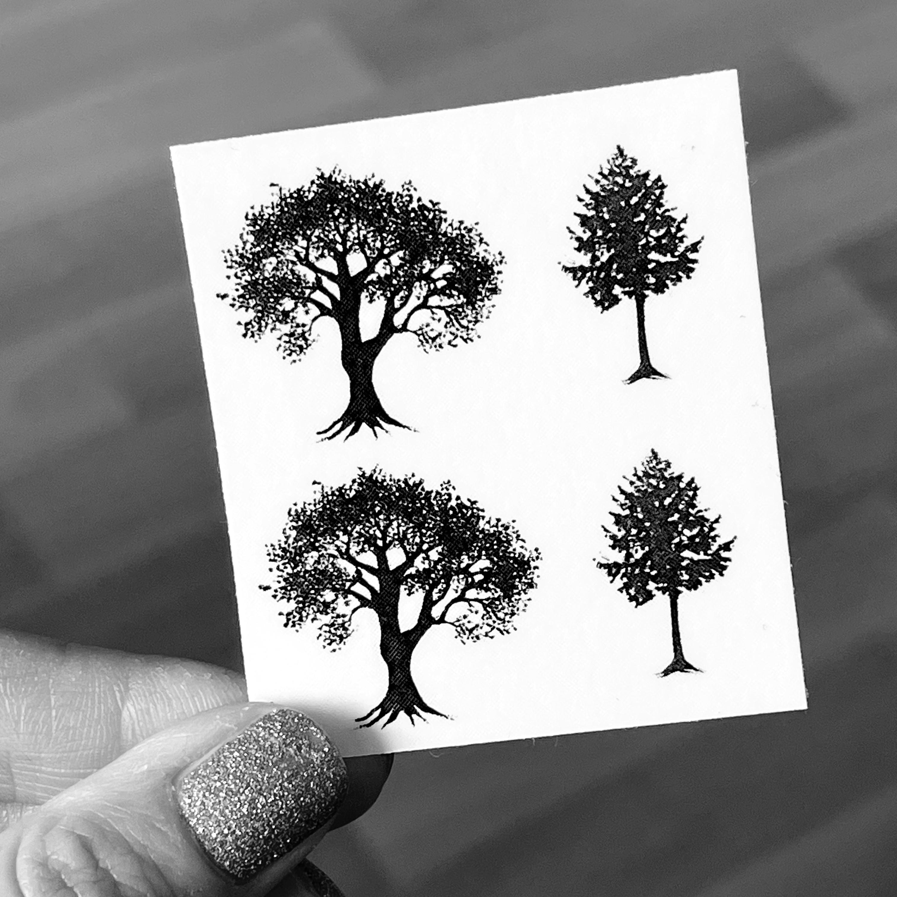 Temporary Tattoo Sheet Trees, Tree Tattoo, Tiny Tattoos, Black ...