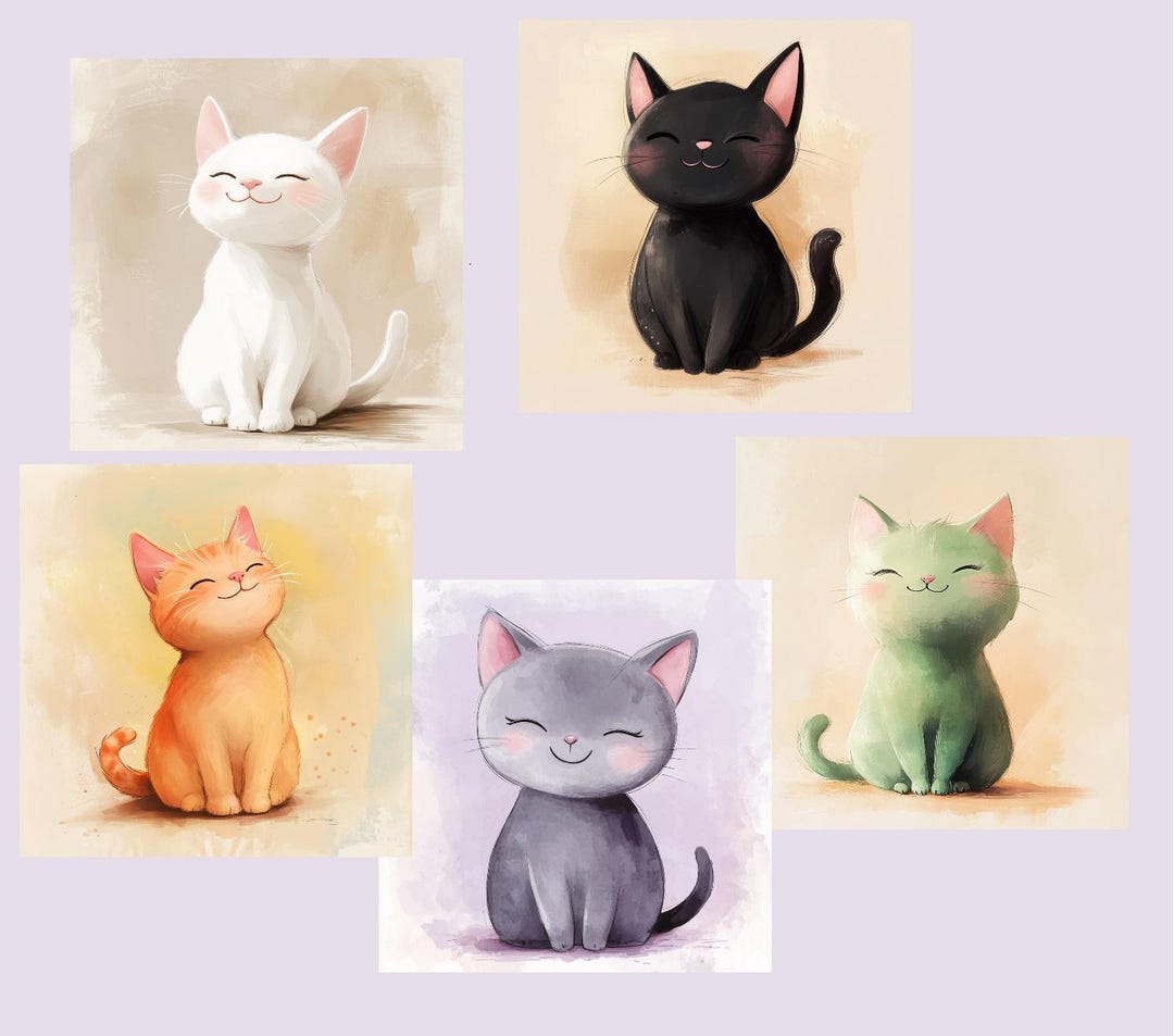 Cute Kitten Clipart Bundle Cat Watercolor Cat Lovers Clipart JPG Image ...