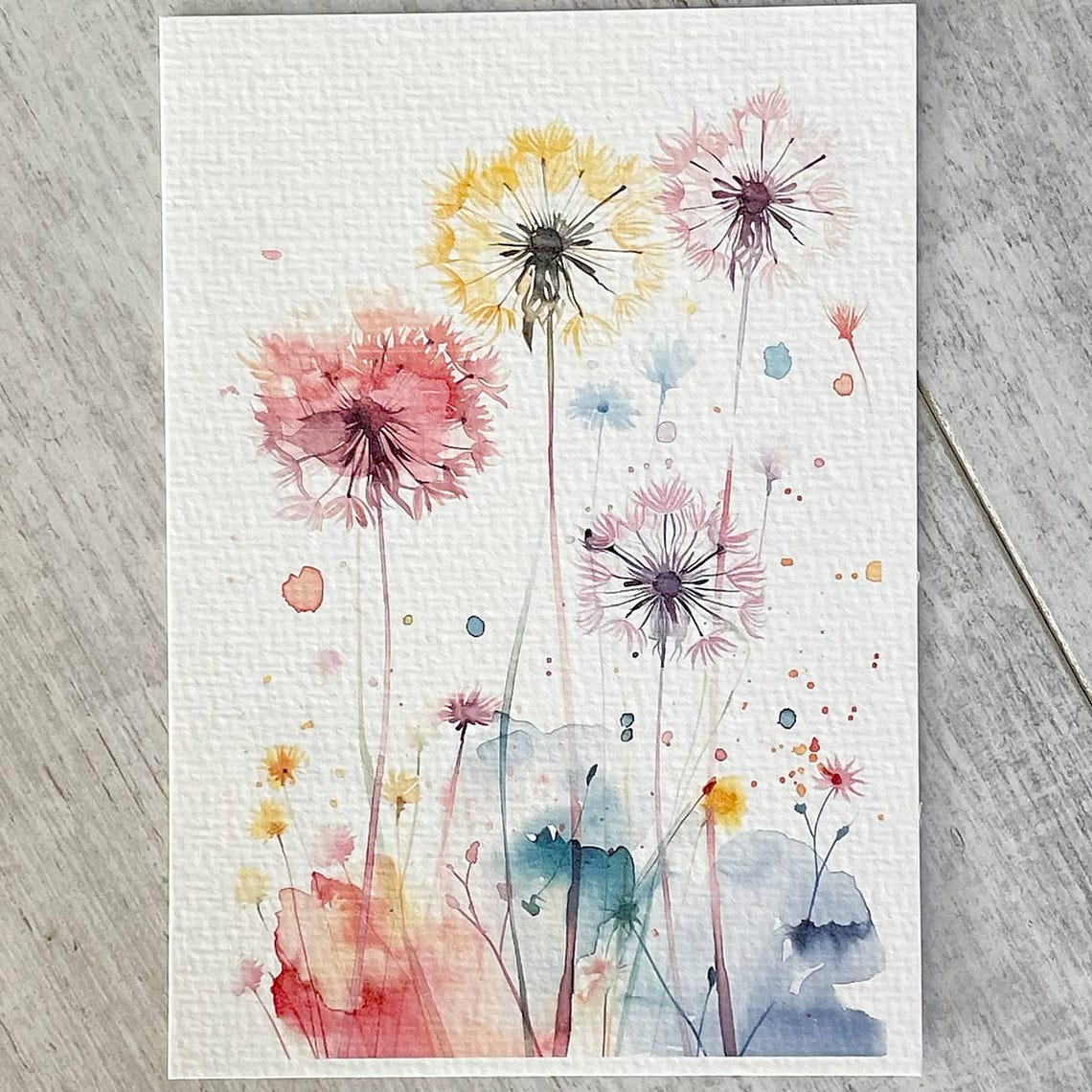 Postcard Watercolour Dandelions, Floral Motive Postcards, Rainbow ...