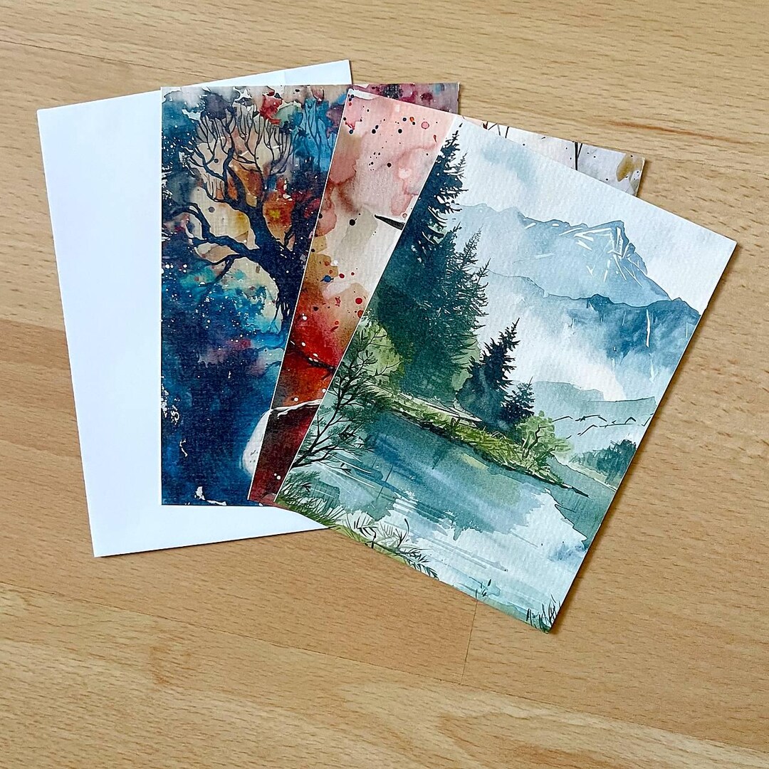 Vintage Motive Postcards Set of 4, Nostalgic Artwork & Greeting Wish ...