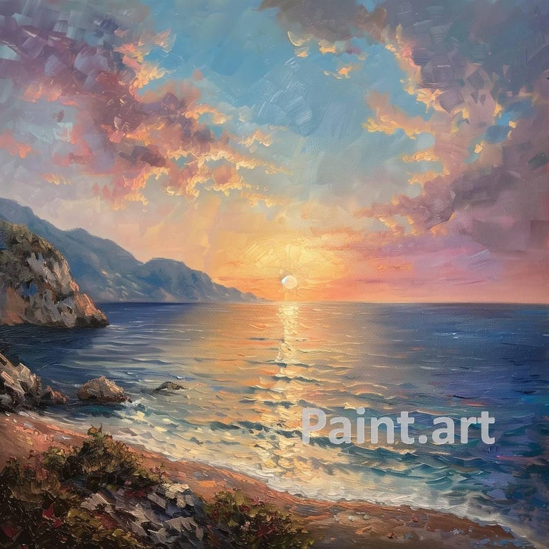 Greece Sunrise Seascape Art Print: Beach House Decor (digital Download ...