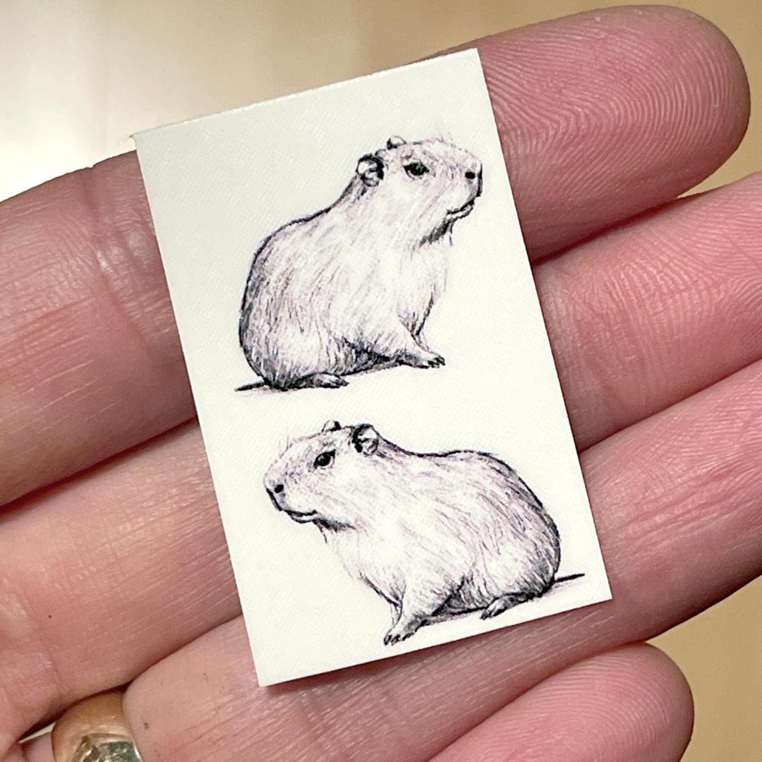Capybara Temporary Tattoo, Capybara Tattoo, Tiny Capybara, Black ...