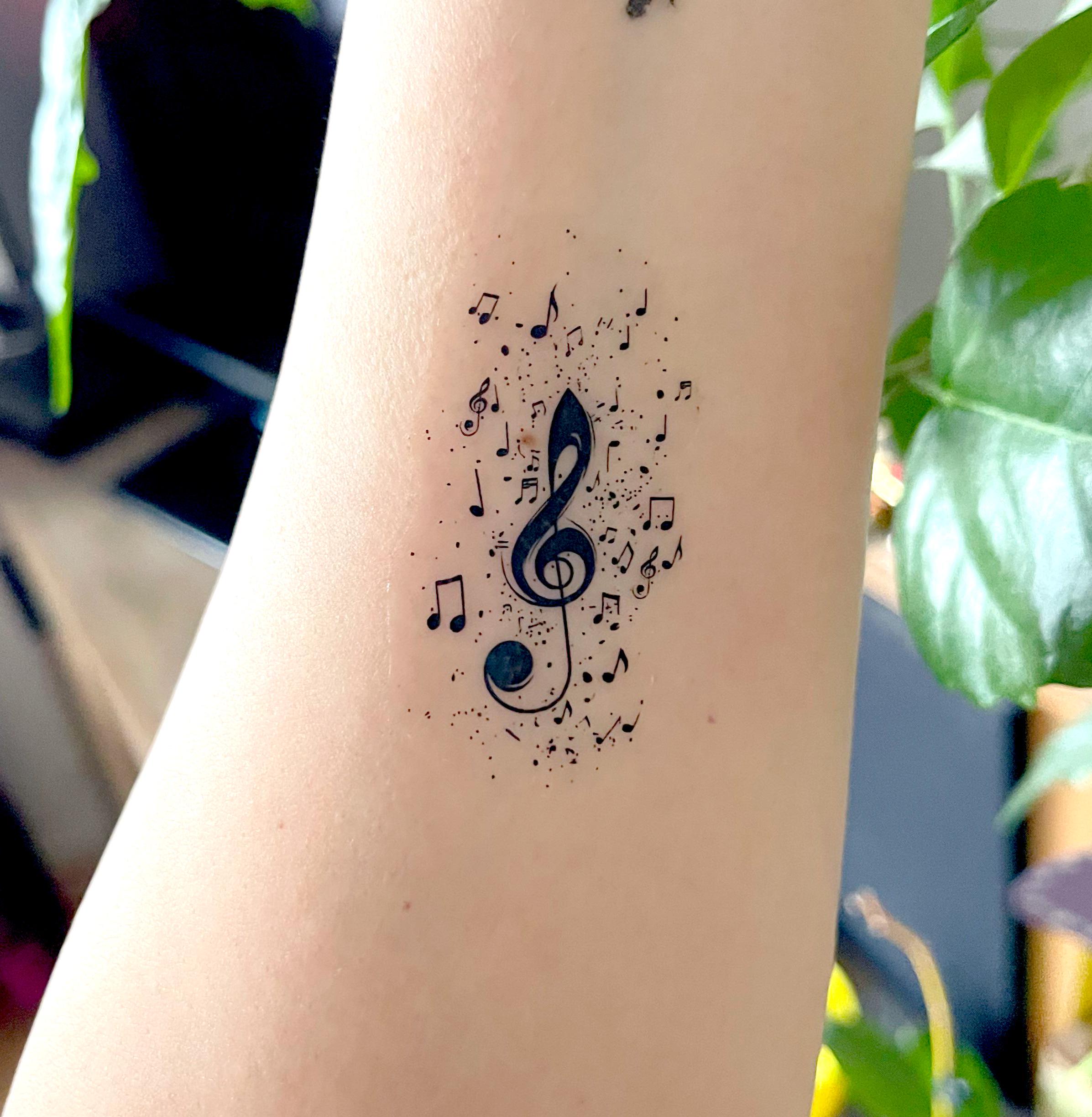 Temporary Tattoo Tremble Clef, G Clef, Musical Tattoo, Music Notes ...