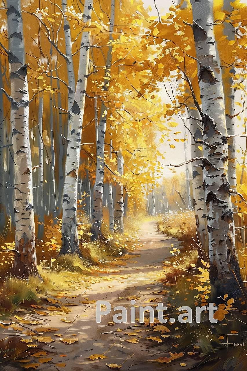 Birch Grove Printable Art, Digital Artwork, Birch Forrest Wall Art ...