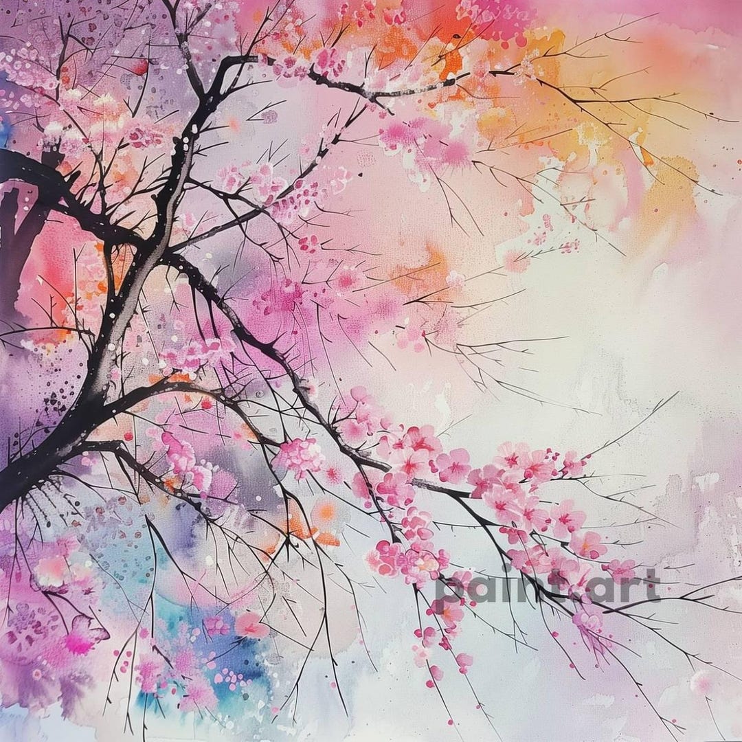 Sakuras Abstract Printable Art, Digital Art Print, Wall Art, Home Decor ...