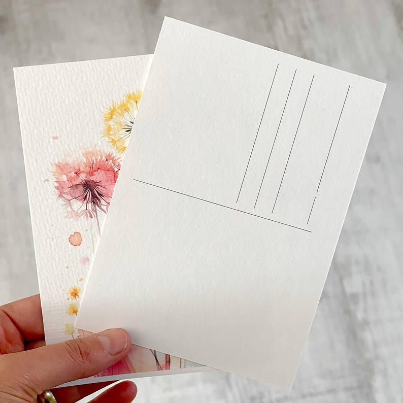 Postcard Watercolour Dandelions, Floral Motive Postcards, Rainbow ...