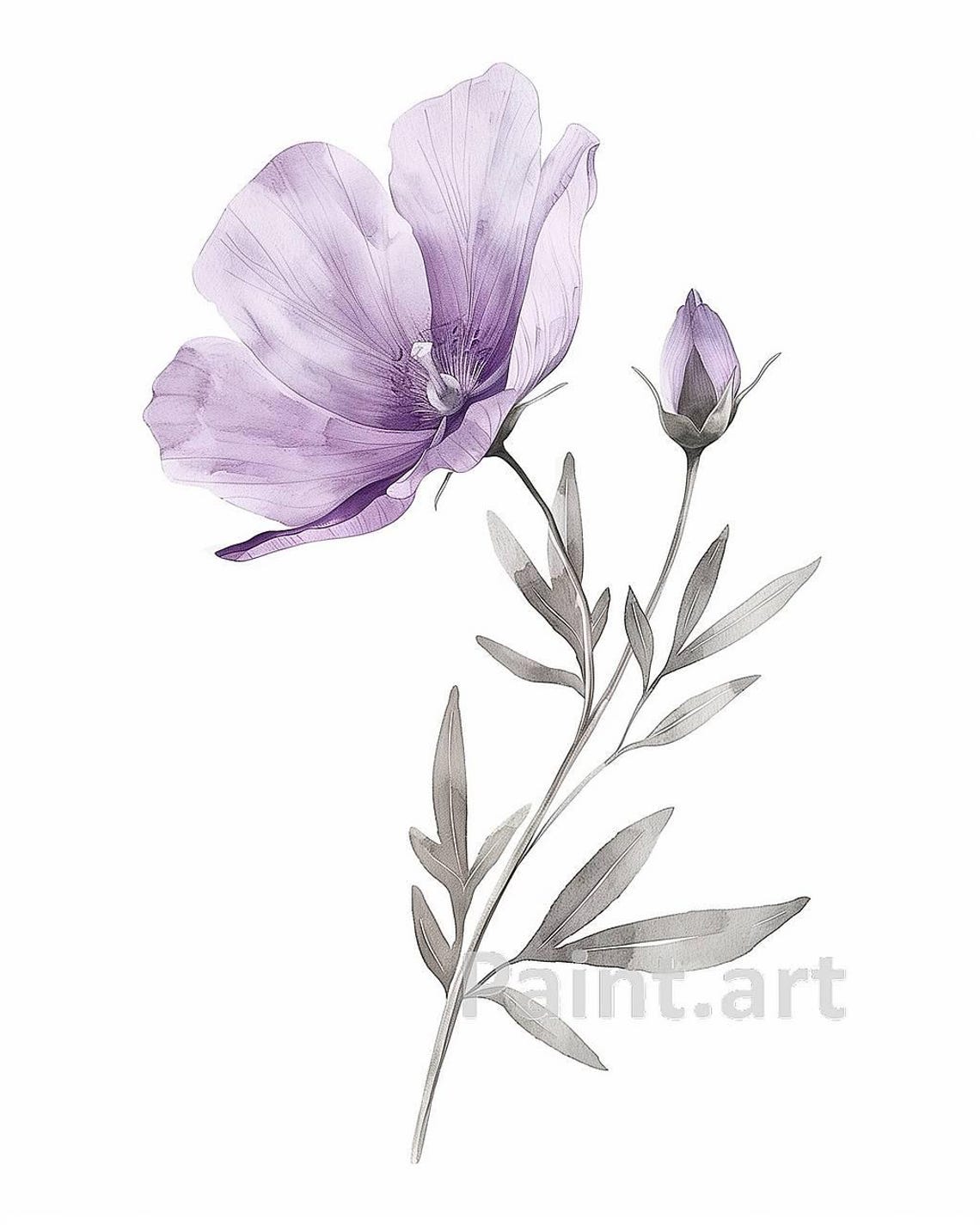 Watercolour Flowers Printable Art, Digital Artwork, Purple Flower Wall ...