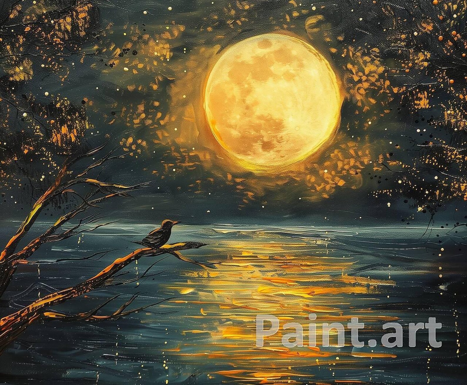 Full Moon Printable Art, Digital Art, Wall Art, Home Decor, Digital ...
