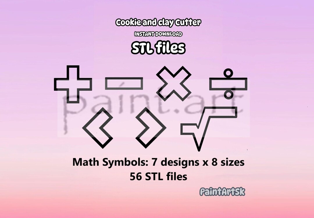 Bundle, Math Symbols Cookie Cutters STL File, Instant Download, 7 ...