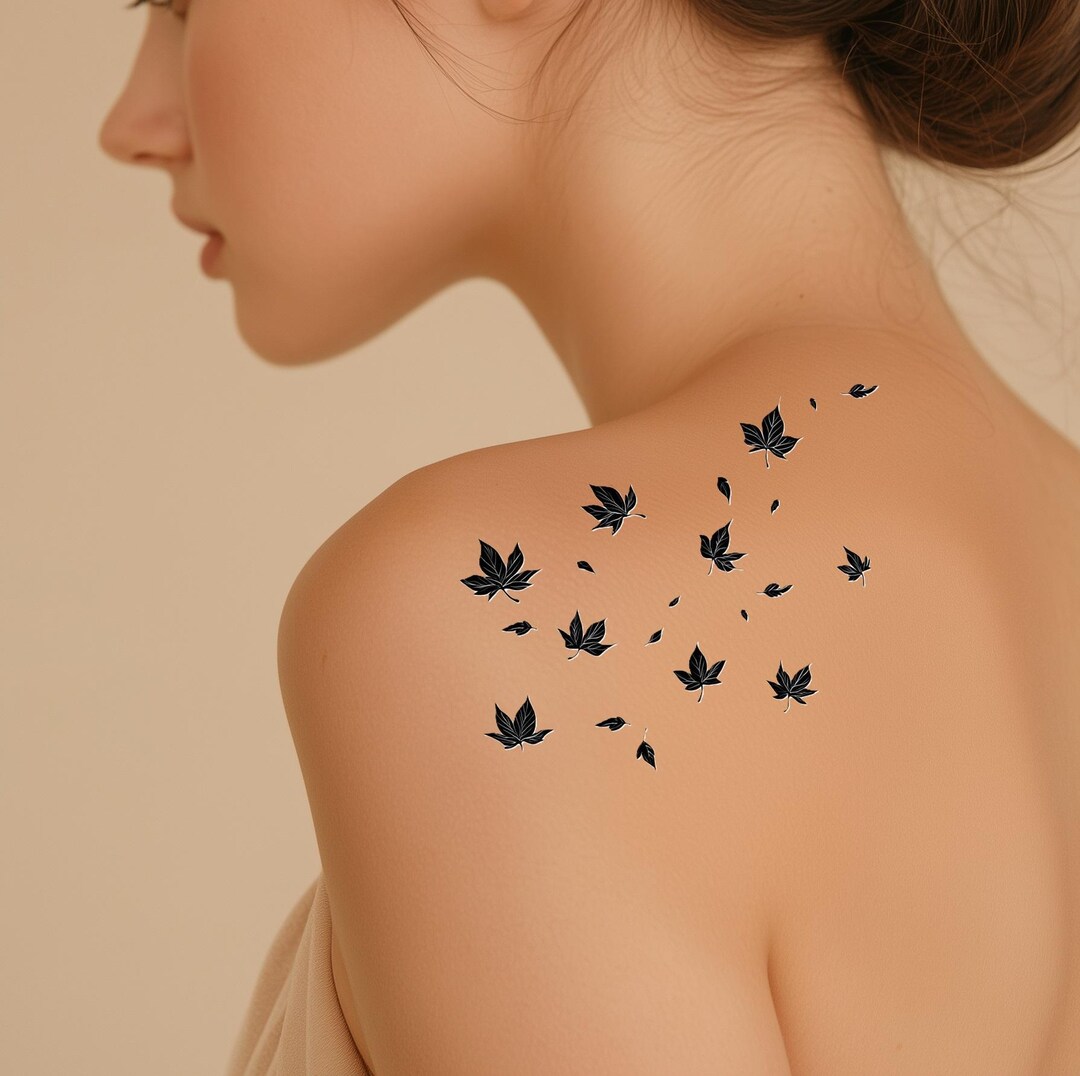 Temporary Tattoo Sheet Falling Leaves, Flying Leaves, Tiny Tattoos, Big ...