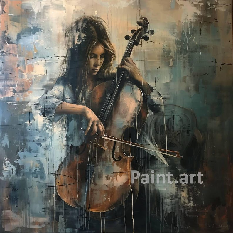 Cellist - Abstract Printable Art, Digital Art, Wall Art, Music Home ...