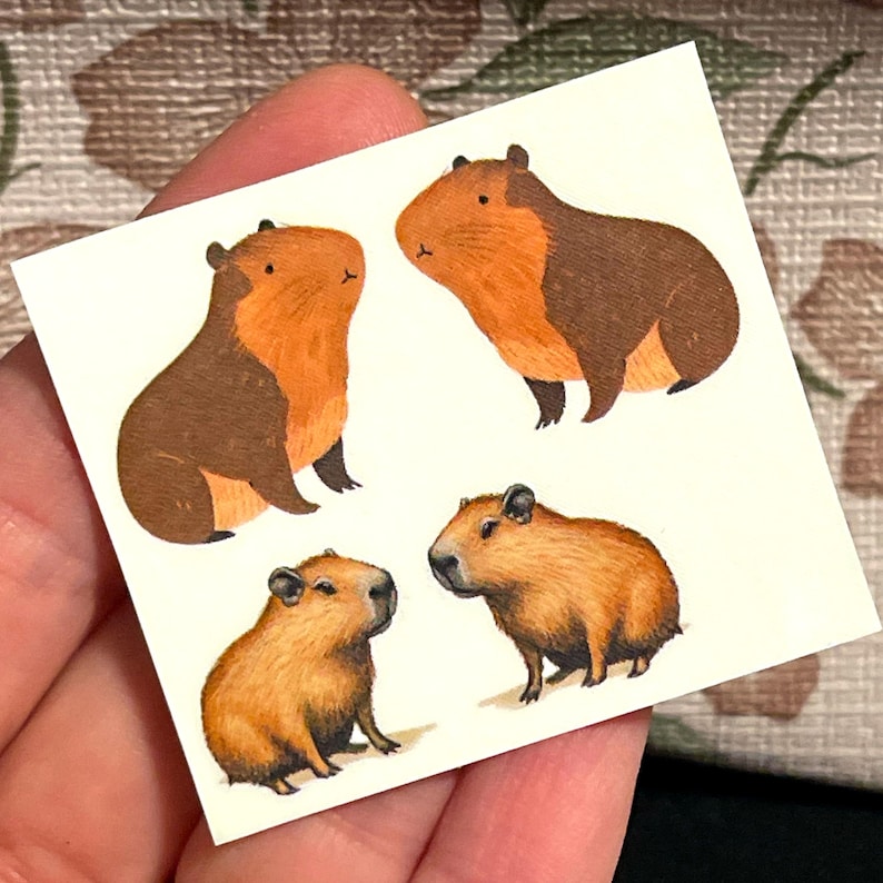 Capybara Temporary Tattoo, Capybara Tattoo, Tiny Capybara, Colour ...