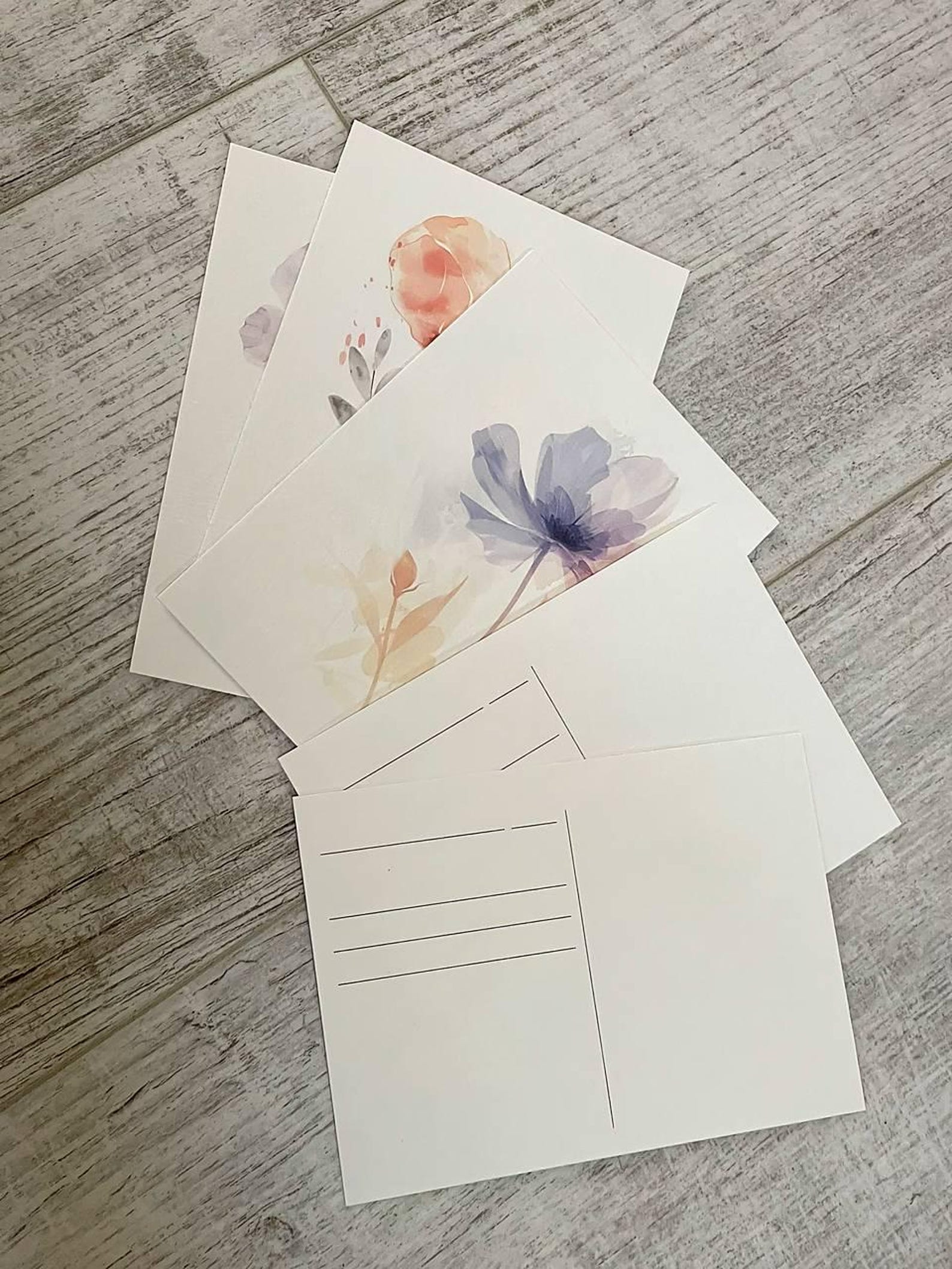 Postcard Watercolour Flowers, Floral Motive Postcards, Rainbow Flowers ...