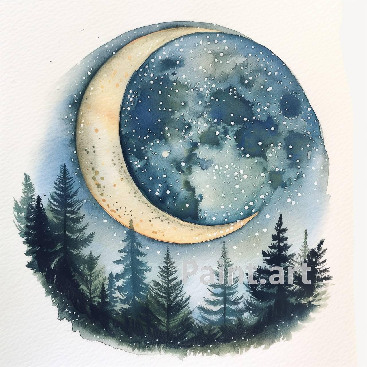 The Crescent Printable Art, Digital Artwork, Moon Wall Art, Home Decor ...