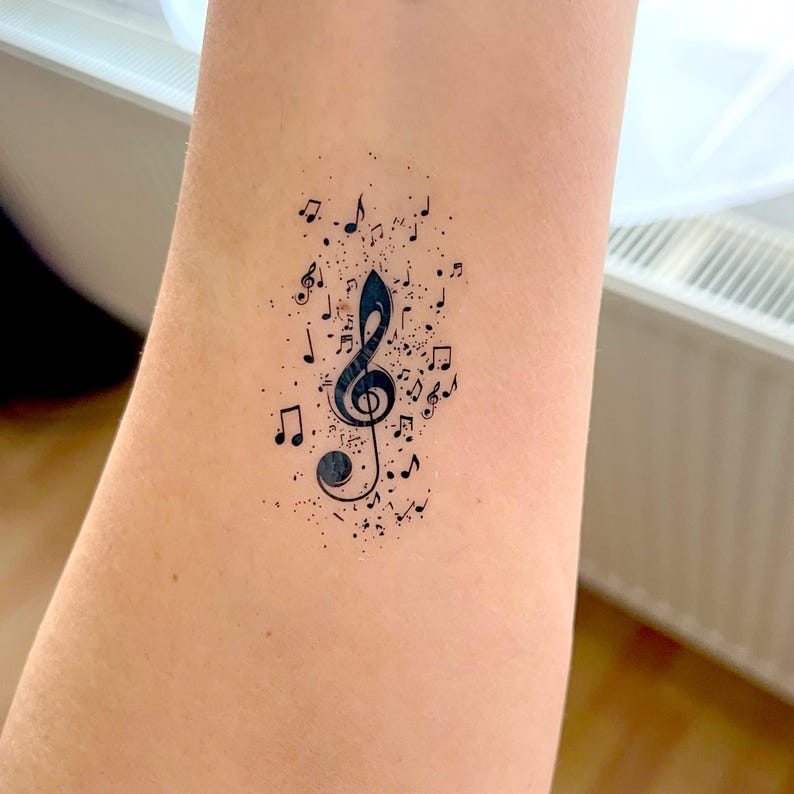 Temporary Tattoo Tremble Clef, G Clef, Musical Tattoo, Music Notes ...