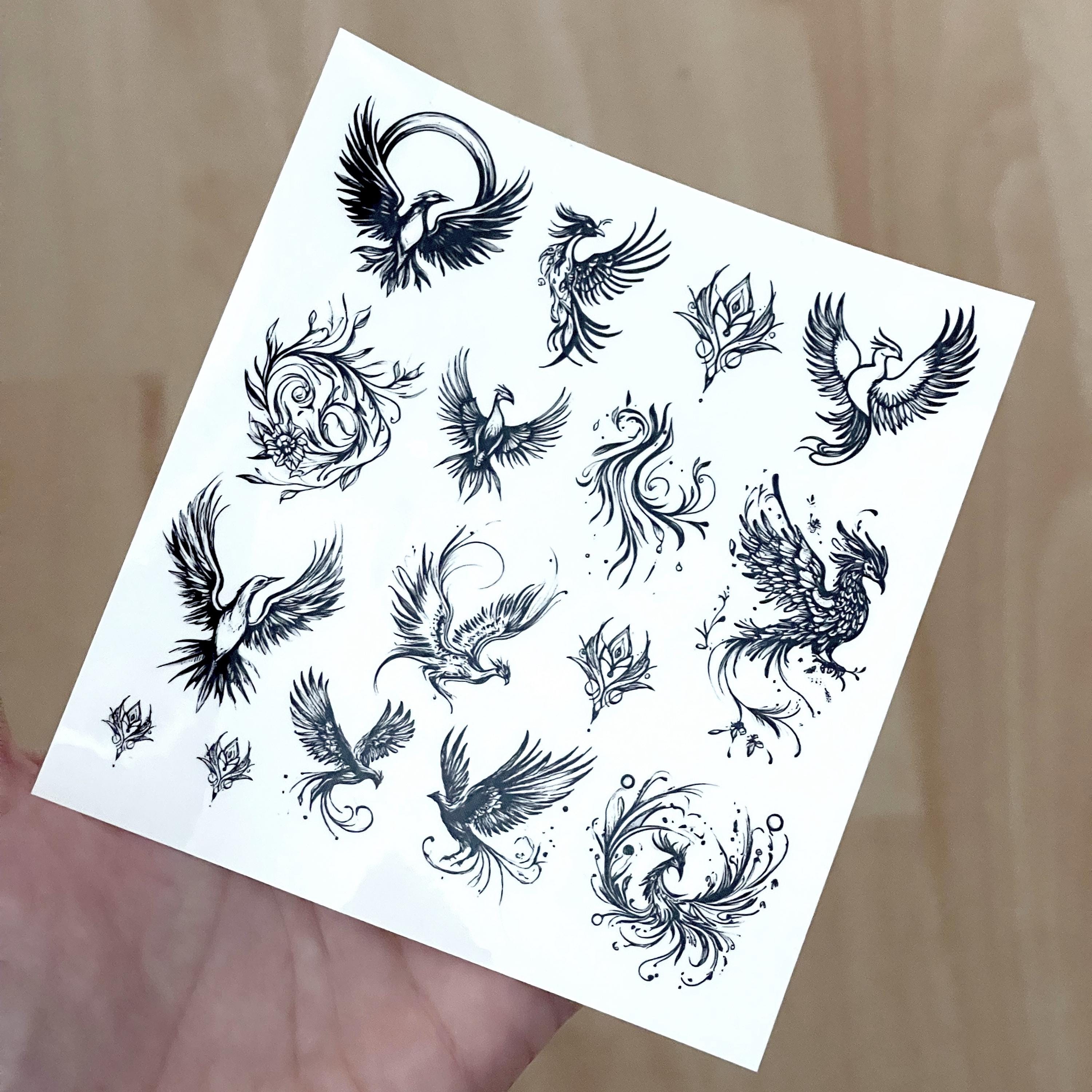 Temporary Tattoo Sheet Phoenix, Phoenix Tattoos, Tiny Tattoos, 16 ...