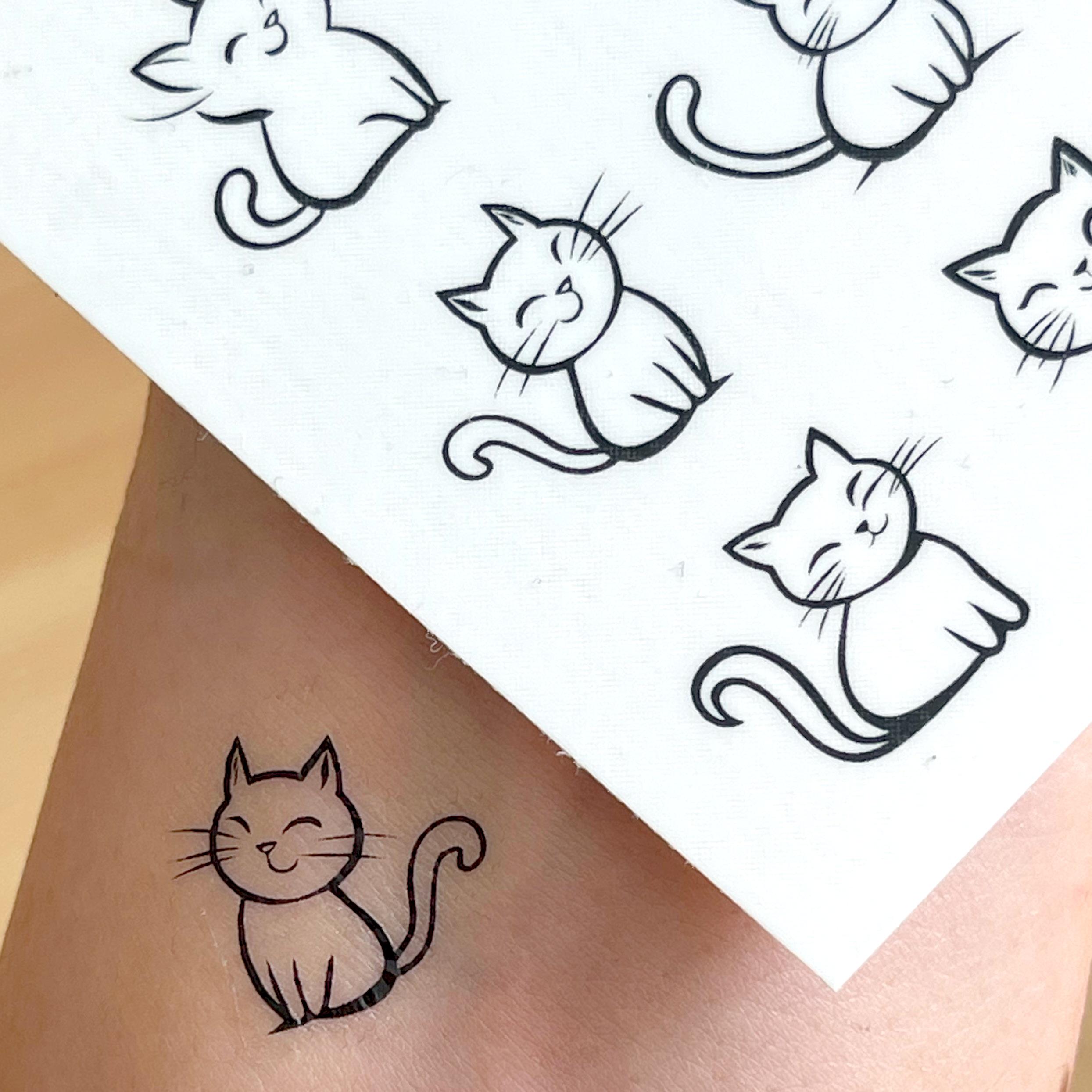Temporary Tattoo Sheet Cat, Cat Tattoos, Whimsical Tattoos, Cat Tiny ...