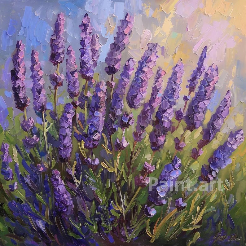 Lavender Printable Art, Digital Art Print, Flower Wall Art, Lavender ...