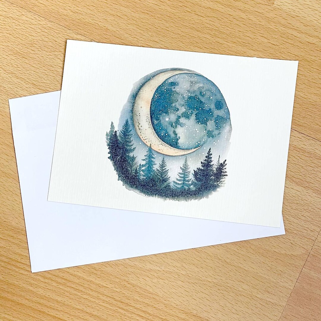 Postcard Moon, Vintage Postcards for Greetings & Wishes, Crescent ...