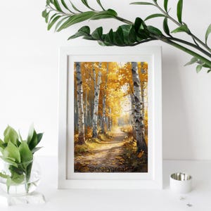 Birch Grove Printable Art, Digital Artwork, Birch Forrest Wall Art ...