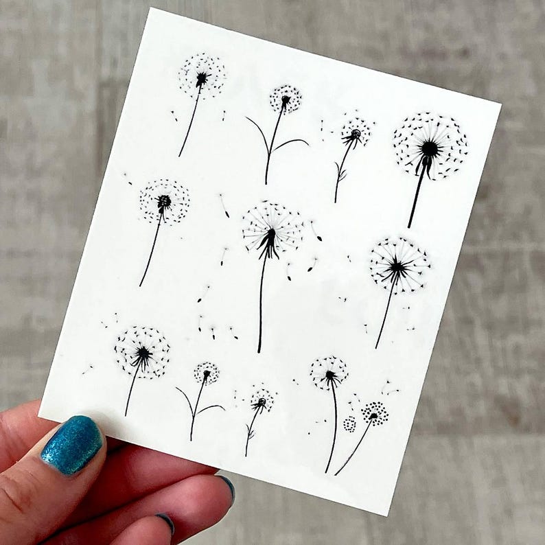 Temporary Tattoo Sheet Flying Dandelions, Dandelion Tattoo Design, Tiny ...