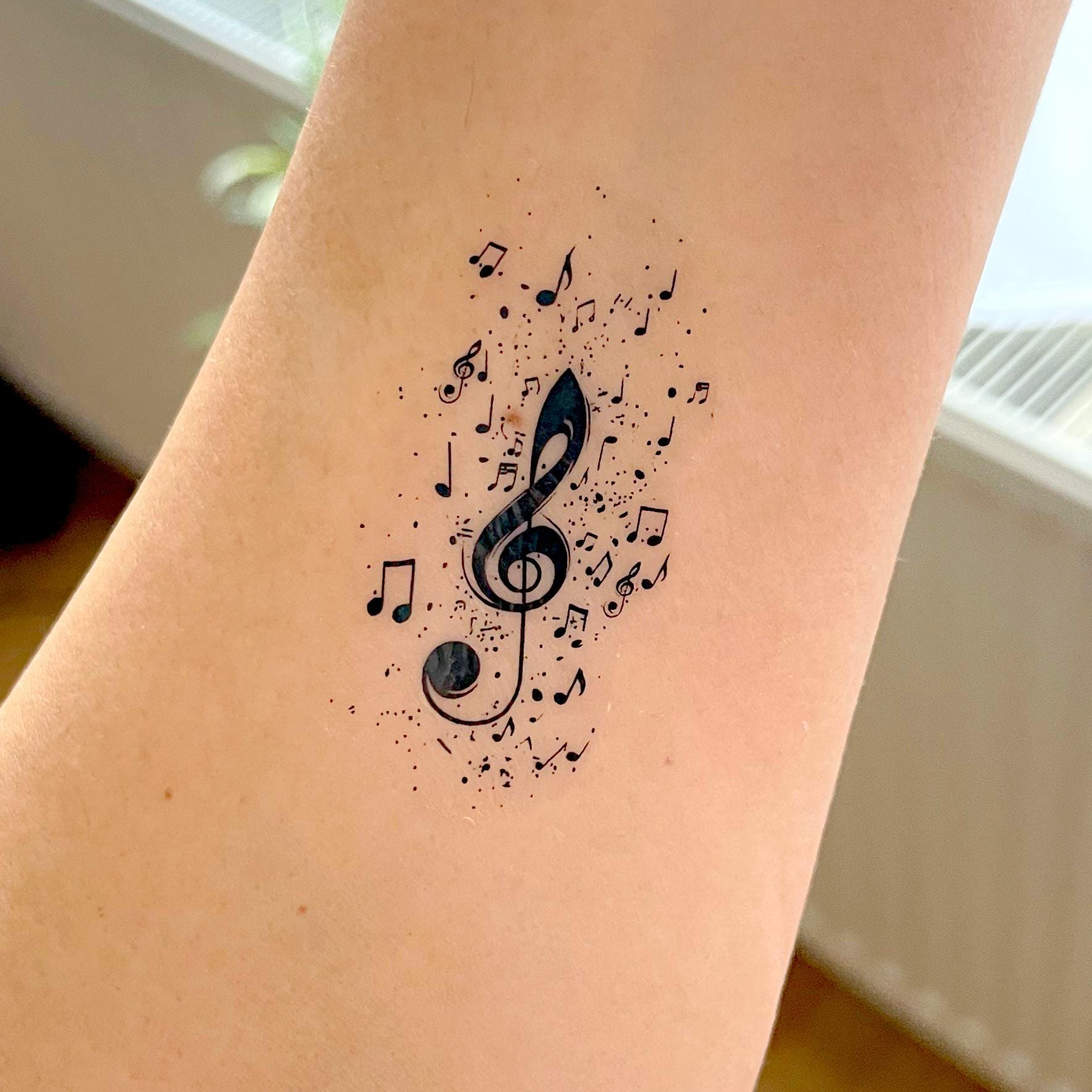 Temporary Tattoo Tremble Clef, G Clef, Musical Tattoo, Music Notes ...