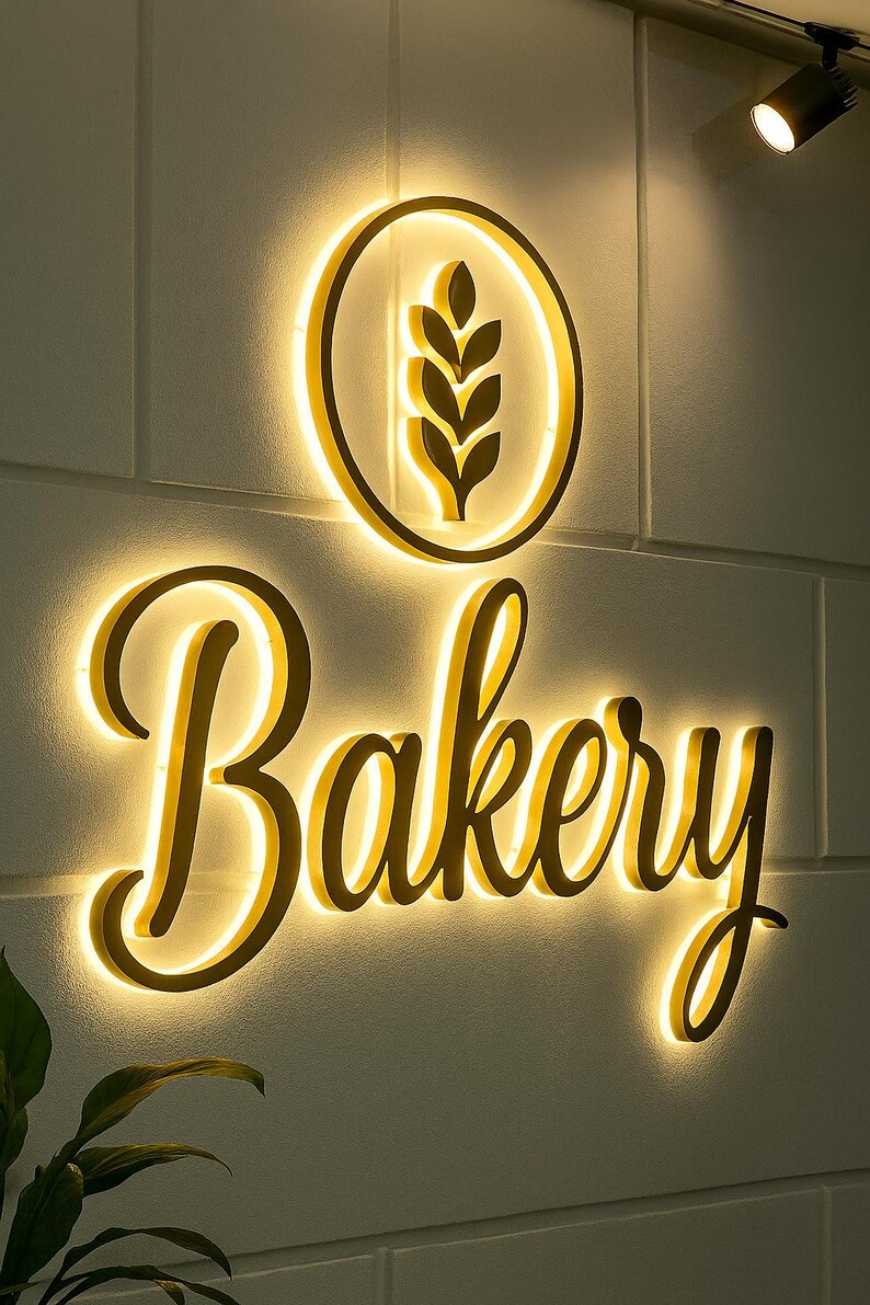 Custom Lighted Metal Business Sign – Laser Cut LED Marquee Letters ...