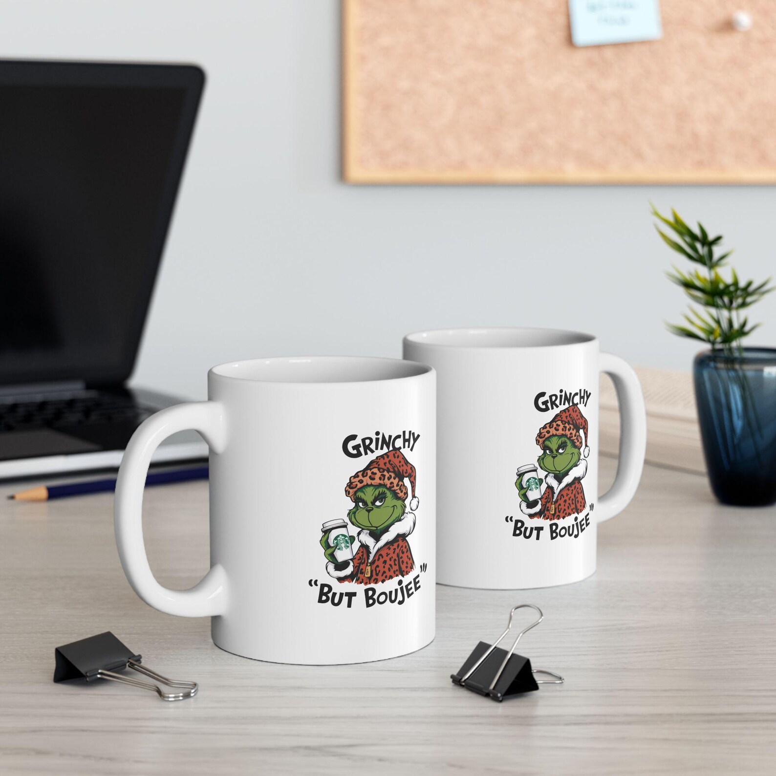 Grinchy but Boujee Christmas Cup, Trendy Bougie Holiday Mug, Funny ...